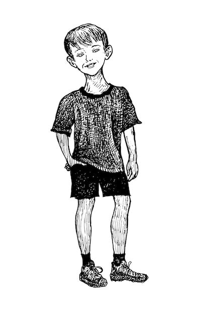 Garoto Floresta G Tica Aventura Sorriso Tinta Vetor Premium