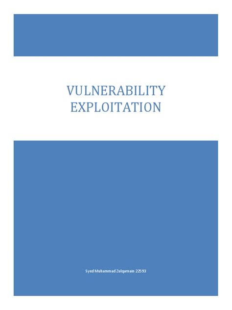 Vulnerability Exploitation Pdf Penetration Test Vulnerability