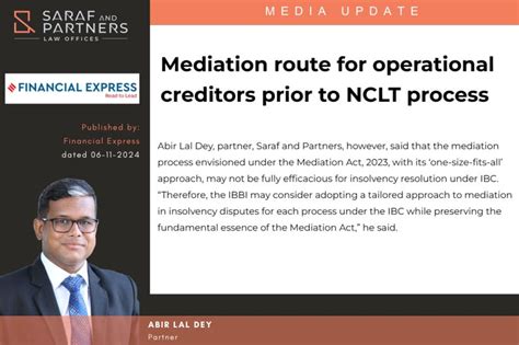 Saraf And Partners On Linkedin Nclt Ibc Insolvency Mediation Ibbi Sarafandpartners
