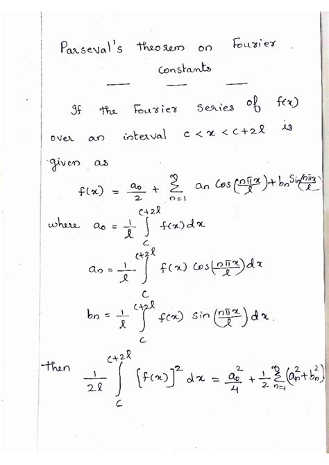 Parsevals Theorem Information Technology Studocu