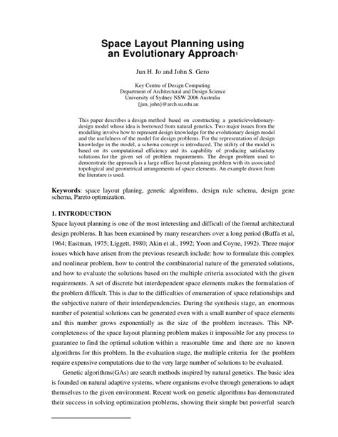 PDF Space Layout Planning Using An Evolutionary Approach