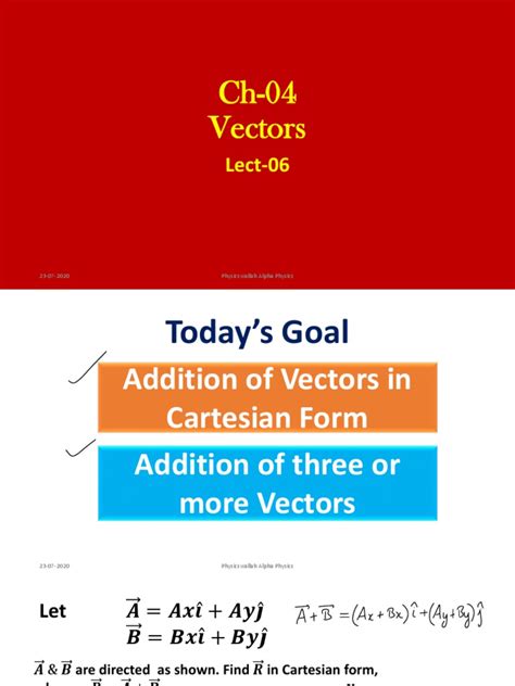Class 11 Alpha Physics Chapter 04 Vectors Lect 06 Pdf