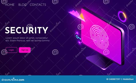 Fingerprint Scan Biometrics Identify Authorization On Computer Data Protection And Security