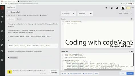 codewars 7 kyu friend or foe javascript youtube