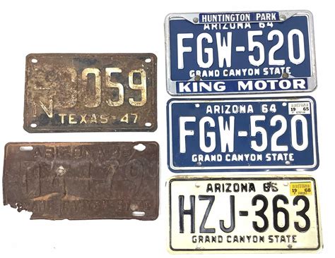 Lot Vintage License Plates 1947 Texas1986 Arizona