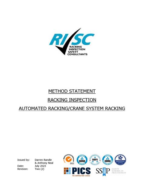 Risc Automated Racking Systems Method Statement And Risk Assessment