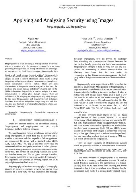 pdf applying and analyzing security using images steganography v s