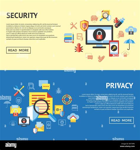 Digital Vector Data Securuty And Privacy Protection Icon Set Pack