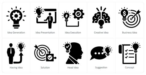 A Set Of 10 Idea Icons As Idea Generation Idea Presentation Idea