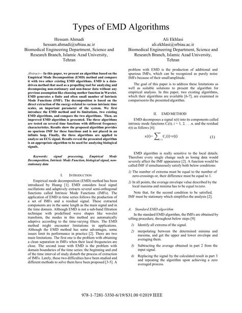 Pdf Types Of Emd Algorithms