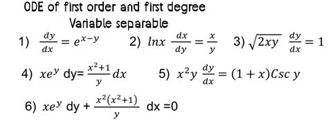 Solved Ode Of ﻿first Order And First Degreevariable