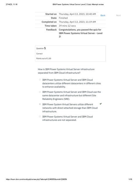 ibm power systems virtual server level 2 quiz attempt review pdf