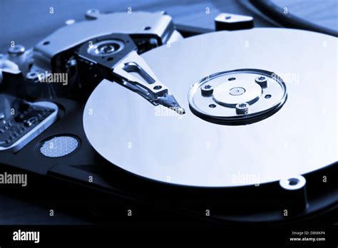 Close Up Of The Opened Hard Disk Drive Stock Photo Alamy