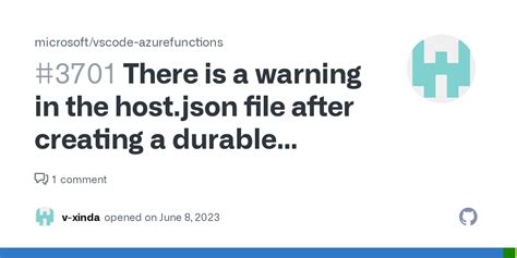 There Is A Warning In The Hostjson File After Creating A Durable Project · Issue 3701