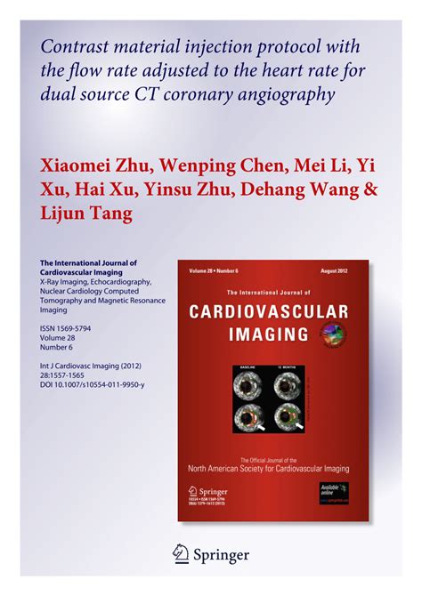 Pdf Contrast Material Injection Protocol With The Flow Rate Adjusted