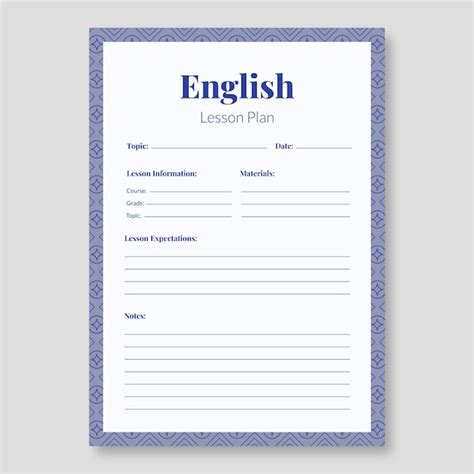 Free Vector Lesson Plan Template Design