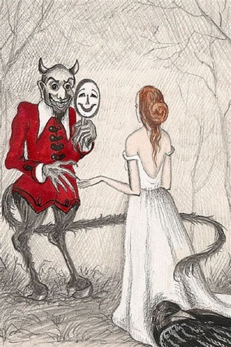 Dibujo De Mujer Diablo Mujer Joven En Traje De Diablo En El Fondo De