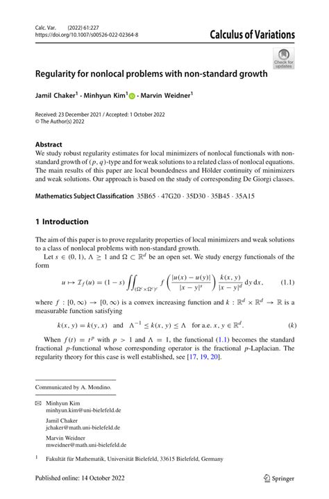 Pdf Regularity For Nonlocal Problems With Non Standard Growth