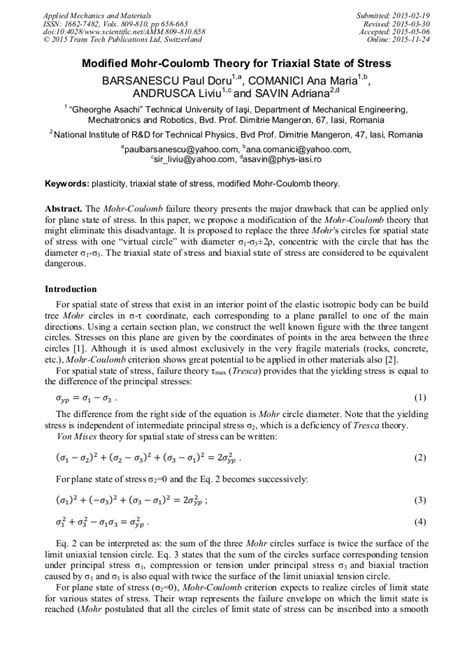 Modified Mohr Coulomb Theory For Triaxial State Of Stress Scientificnet