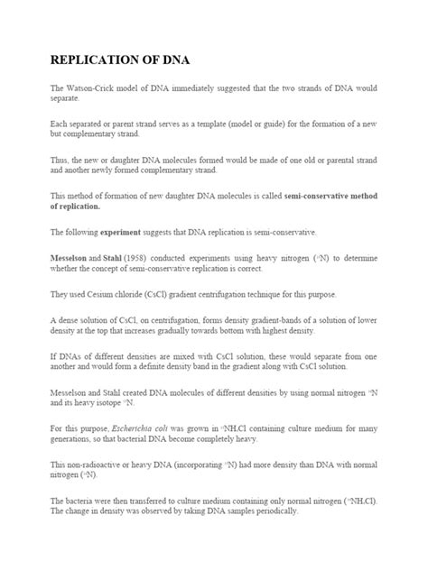 Replication Of Dna Notes Pdf Rna Messenger Rna