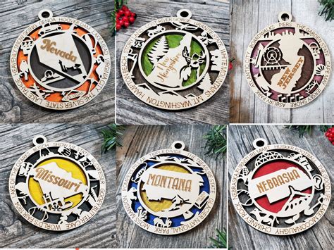 State Ornaments Wooden Ornament Laser Cut Ornament Choose Etsy