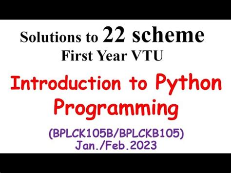 Introduction to PYTHON programming | Solutions to VTU 22 scheme 2023 Question paper #Python #VTU ...