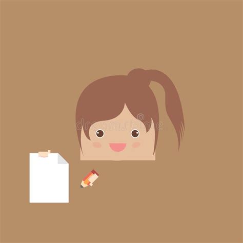 Cartoon Doodle Girl Rectangle Of Business Illustration Stock