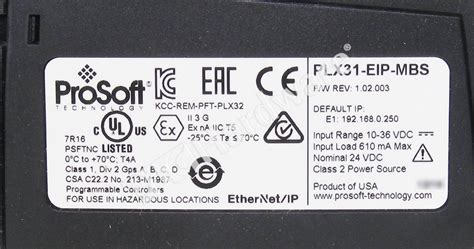 PLC Hardware ProSoft PLX EIP MBS EtherNet IP To Modbus Serial Gateway P