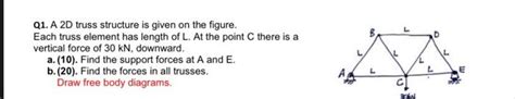 solved q1 a 2d truss structure is given on the figure each