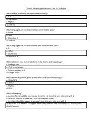 CS Unit Self Quiz Pdf CS Mobile Applications Unit Self Quiz What Mobile