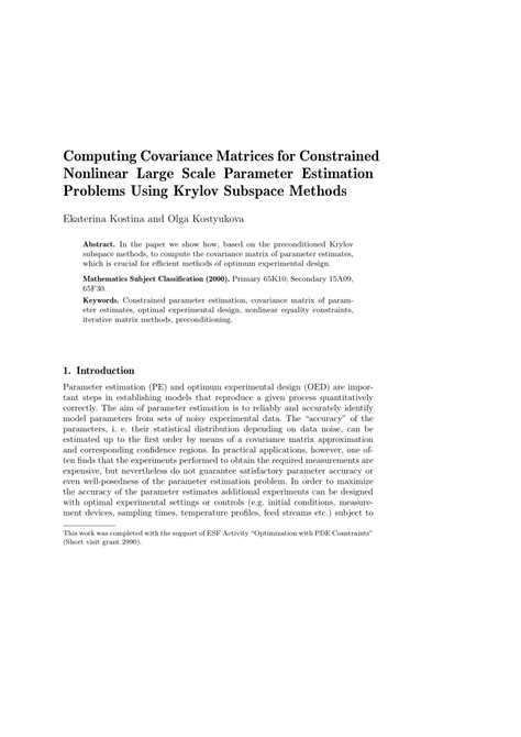 pdf computing covariance matrices for constrained nonlinear large