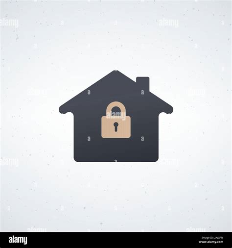 Black Single House Under Protection Icon Simple Safe Home Lock Defense Stock Vector