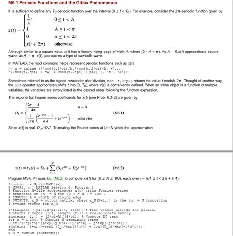 Part I Read Matlab Session 6 M61 Periodic