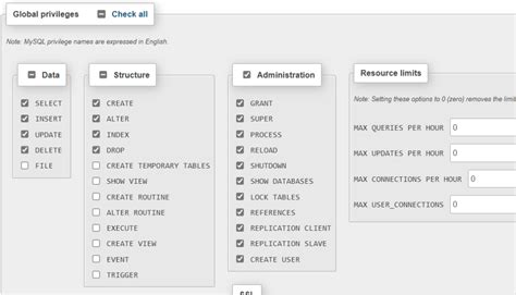 Grant And Revoke Permissions To Database Using Phpmyadmin