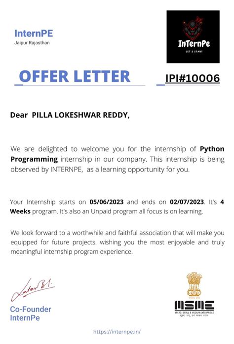 Lokesh Pilla On Linkedin Internpe Internship Opportunity Python