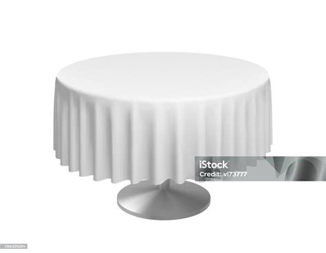흰색 접힌 테이블 보와 현실적인 원형 테이블 벡터 템플릿입니다 0명에 대한 스톡 벡터 아트 및 기타 이미지 0명 3차원