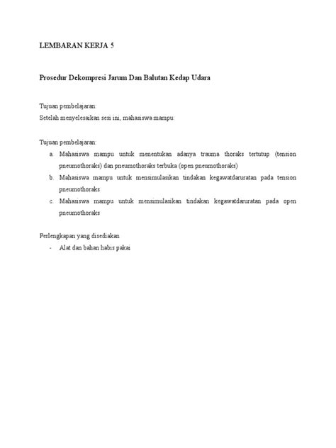 Modul Part 6 Lembaran Kerja Needle Decompression Pdf