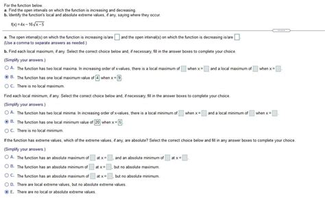 Solved For The Function Below A Find The Open Intervals On Chegg