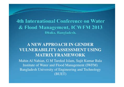 Pdf Paper 125 Gender Vulnerability Assessment