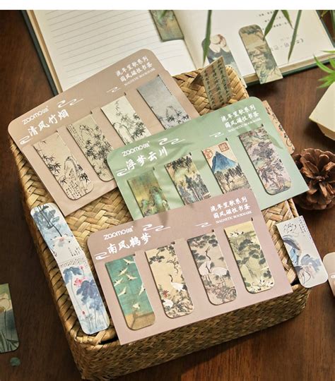 磁性书签套装4枚创意传世名画兰亭序清明上河图复古风文艺书页夹 阿里巴巴