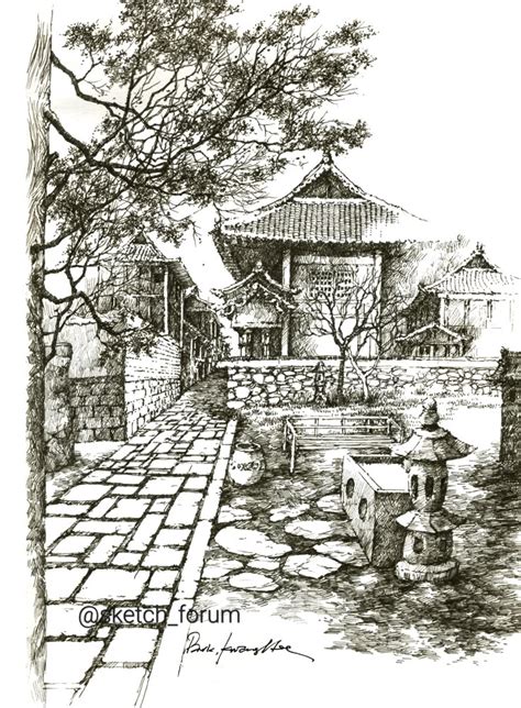 박광희작가original 전주 한옥마을 펜드로잉 Sketchforum 풍경 그림 자연 스케치 풍경화