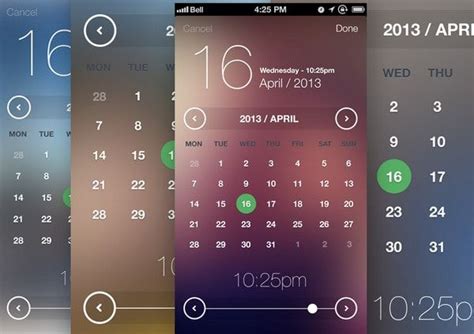 well groomed vibrant calendar widget designs for mobile apps