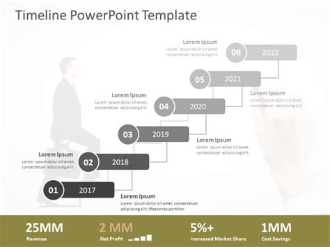 6 Year Growth Staircase Diagram Timeline Slide Template
