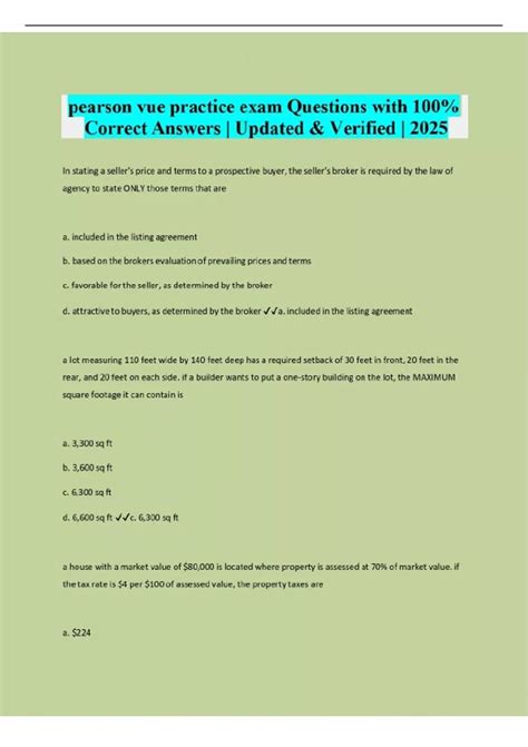 Pearson Vue Practice Exam Questions With 100 Correct Answers Updated