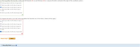 Solved A Find Inequalities That Describe A Hollow Ball Chegg Com