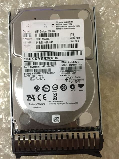 Lenovo Ibm X3500 M5 X3550m5 X3650m5 Server 1t Sas 2 5 00aj087 Hard Drive