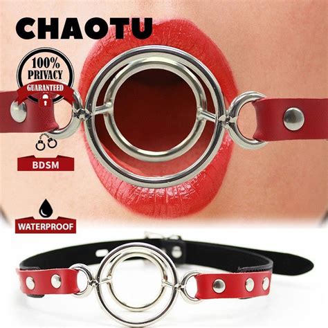 metal double o ring open mouth bdsm bondage force oral sex implement