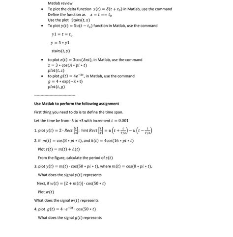Solved Matlab Review To Plot The Delta Function X T S T Chegg