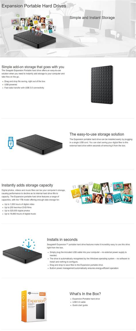 Seagate 4tb Expansion Portable Usb 3 0 External Hdd Micro Usb 3 0 Interface Bus Powered