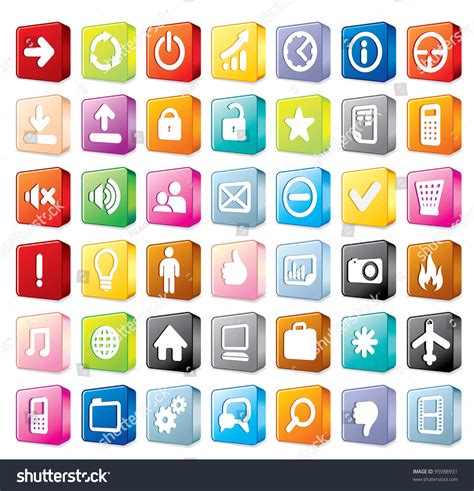 Colorful Program Interface Icons Isolated On Stock Vector 95988931 Shutterstock